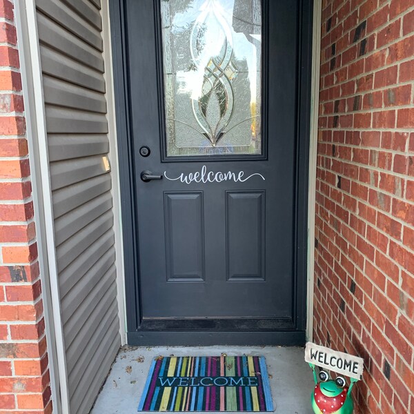 Front Door Welcome Decal, Cute Welcome Sticker Greeting for Home, House ...