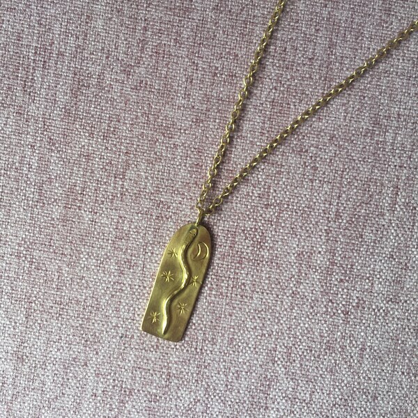 Handmade Helios Pendant in Solid Gold-tone Brass or Recycled Sterling ...