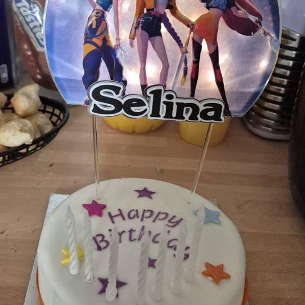 Personalised 3D Light-up Cake Topper – Custom Name & Age – Demon Hunter ...