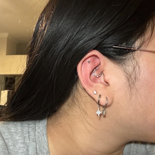 Daith Jewelry Earring, Simple Titanium Minimalist Daith Jewelry, Small ...