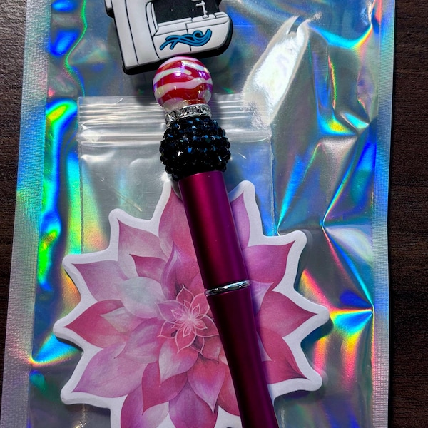 Pig Ink Pen // Silicone & Acrylic Beads Beaded Ink Pen // Many Options ...