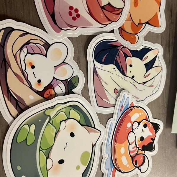 Cafe Cat Sticker, Cute Kawaii Aesthetic, Strawberry Milkshake Cat ...