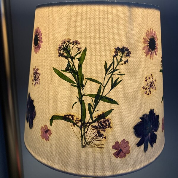Pressed Flower Botanical Lamp Shade - Table Lampshade Made With Real ...