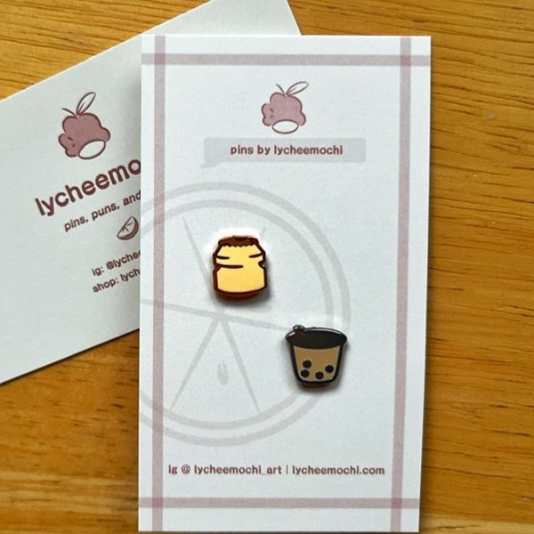 Tiny Eats Peach Pin, Boba Pin, Yogurt Pin, Hard Enamel Pin, Board ...
