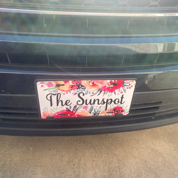Spring Floral Monogrammed License Plate Car Accessories Set or Al A ...