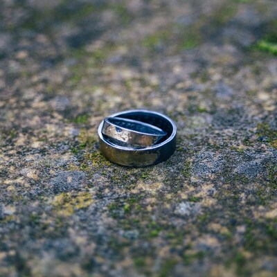 4mm6mm Sterling Silver & 24K Gold Keum Boo Ring Set, OOAK Wedding Ring ...