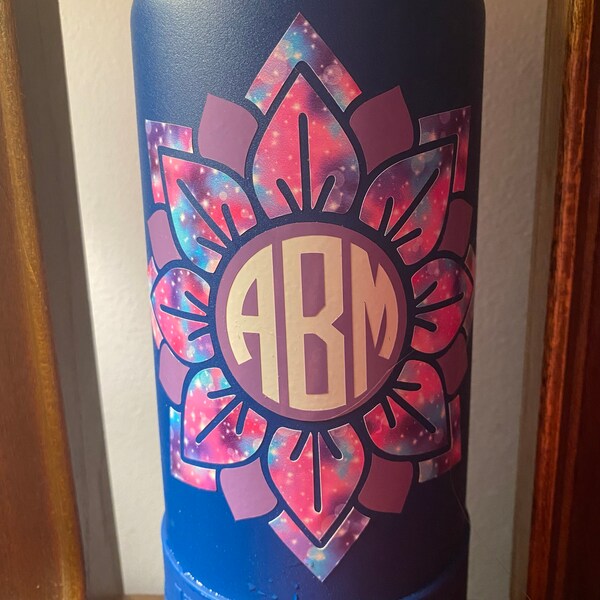 Flower Monogram Car Decal Sticker | Flower Monogram Tumbler Decal ...