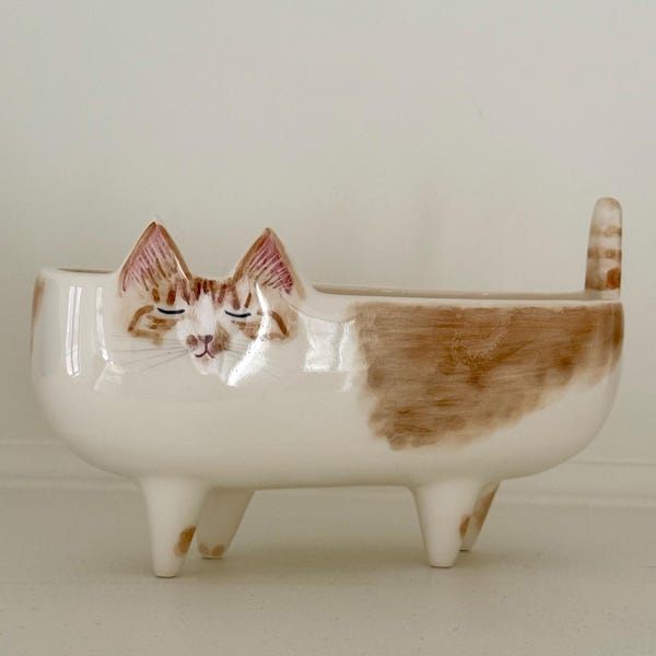 Ceramic Cat or Pet Planter Personalizated, Oval Shape and Four Legs ...