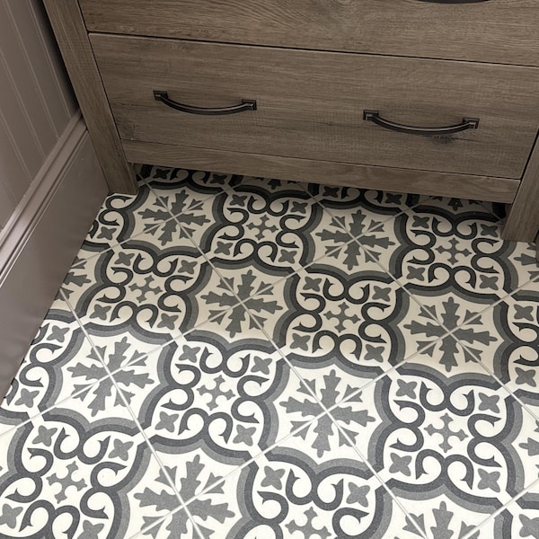 Moroccan Tile Effect Sheet Vinyl Flooring in Multicoloured Pattern for Kitchen and Bathroom ...