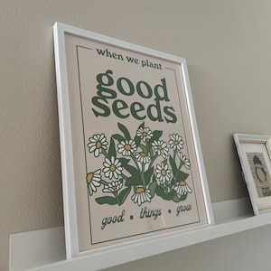 Retro Botanical Poster, Aesthetic Quote Print, Flower Market Wall Decor ...