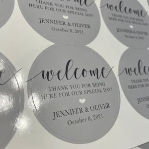 LARGE Glossy Round Sticker Labels - Wedding Favor & Gift Bag Labels ...