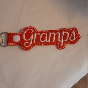 Grampy Personalised Key Fob, Handmade Embroidered Leatherette. - Etsy UK