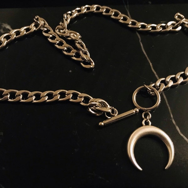 Moon Chain Necklace, Layered Necklace, Statement Necklace, Chunky Gold ...