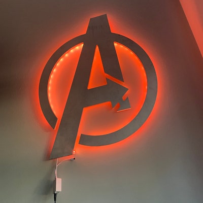 Illuminated Avengers Wooden LED Sign, Wall Sign, Avengers Wall Art ...