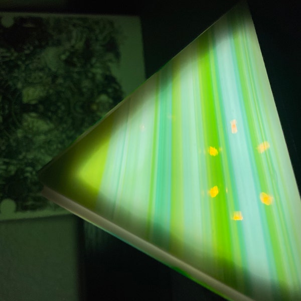 Stained Glass Pyramid Lamp Gold USB Powered Dimmable LED Accent Light ...