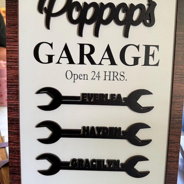 Personalized Grandpa's Garage With Kids Name Wooden Sign, Custom Garage ...