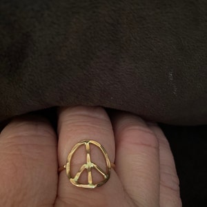 Peace Sign Ring Gold Peace Sign Ring Hammered Sterling - Etsy