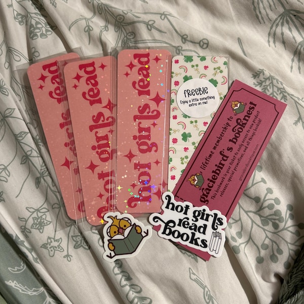 Pink Hot Girls Read Bookmark Printed on Both Sides, Bookish Girlie ...