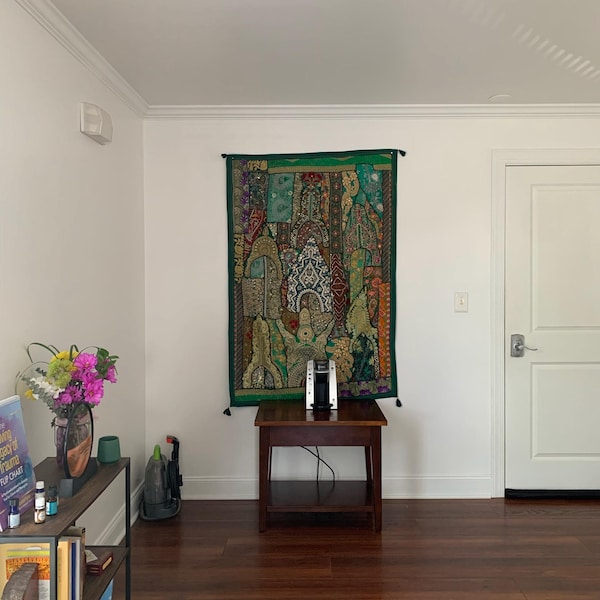 Green Patchwork Tapestry - Drawing Room Wall Tapestry - Heavy ...