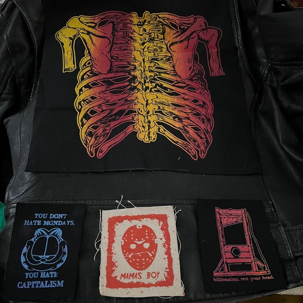 Rib Cage From the Back Back Patch. Sew on Back Patch for Bony Punk ...