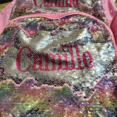 Sequin Backpack/ Reversible Sequin Bookbag/ Mermaid Sequin Backpack/ Pink Sequin Backpack/ Rose ...