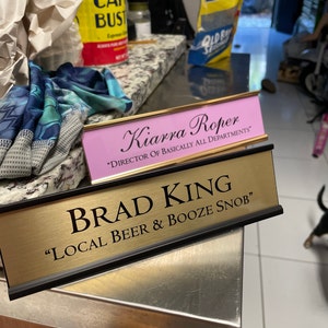 Personalized Desk Name Plate Nameplate Plaque Pink With Rose Gold ...