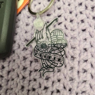 Funny Crochet Acrylic Keychains, Crocheter Life Gift, Hooked Tattoo ...