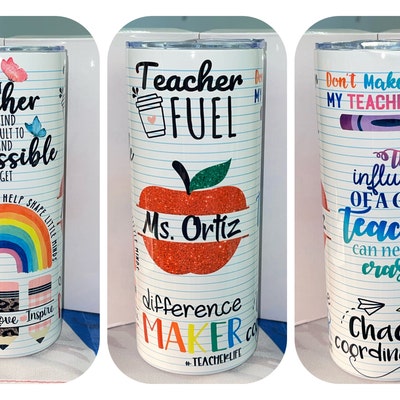 Teacher 20 Oz Skinny Tumbler Bundle, Teacher Life Back to School ...