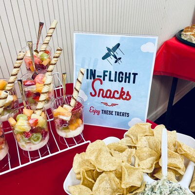 In Flight Snacks 5x7, 8x10 Printable Boy's Airplane Baby Shower Food ...