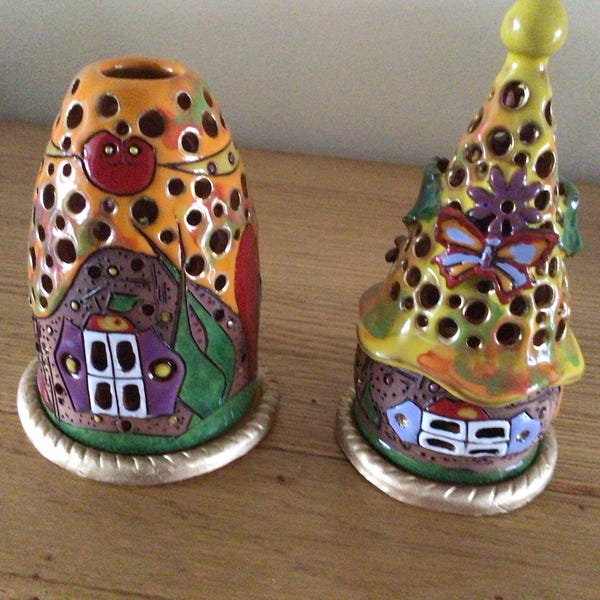Handmade Ceramic Hanging Bells With Flowers.room and Garden Decor ...