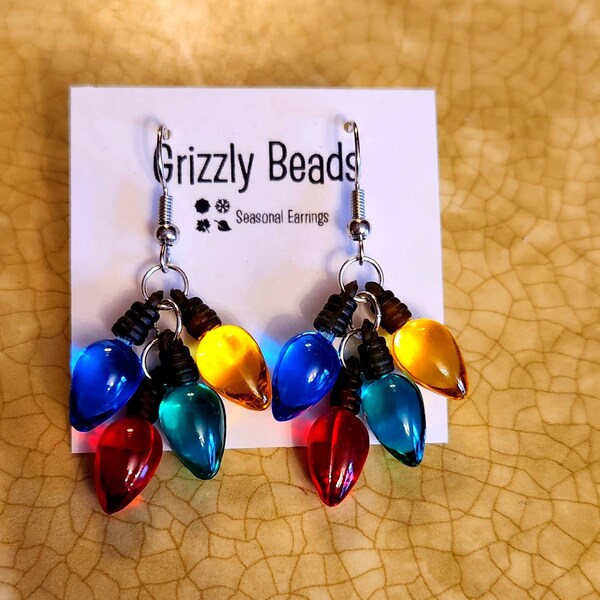 Christmas Tree Lights Earrings, Christmas Earrings, Holiday Earrings ...