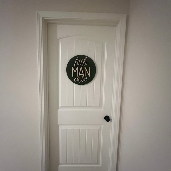 LARGE Little Man Cave Round 3D Wooden Sign || Boys Room Decor || Baby ...