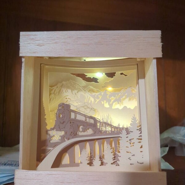 3d Old Train Silhouette, Shadow Box Templates, Paper Cut, Files for ...