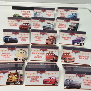 Disney Cars 3 Food Tents Chalkboard Set 3 - Cars Food Label - Disney ...