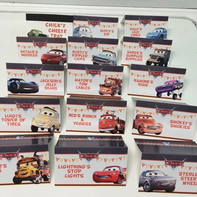 Disney Cars 3 Food Tents Chalkboard Set 3 Cars Food Label Disney Cars ...