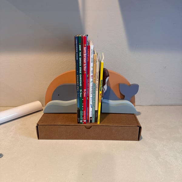 Blue Whale and Waves Bookends, Children’s Under the Sea Decor, Coastal ...