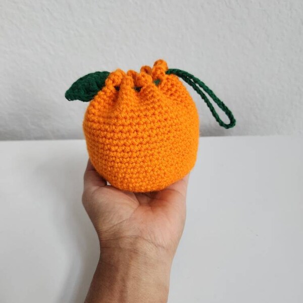 Orange Pouch Crochet Pattern Bag Mini Drawstring Fruit Bag Crochet ...