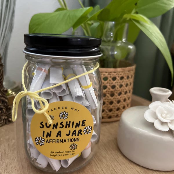 Affirmation Jar for Sending You Sunshine | 100 Uplifting Affirmations ...