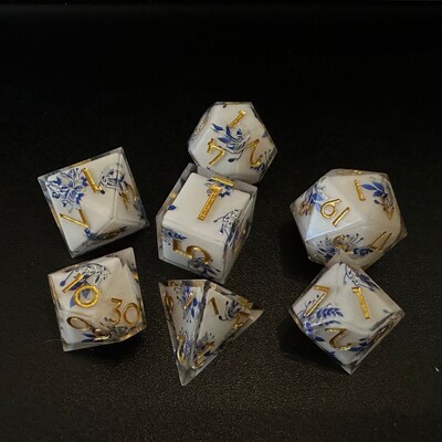 Full Set Handmade Resin Sharp Edge Dice Polyhedral Dice Set - Etsy