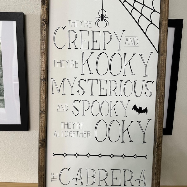 Personalized Halloween Sign: Creepy Kooky Spooky Wood Decor (24" X 12.5 ...