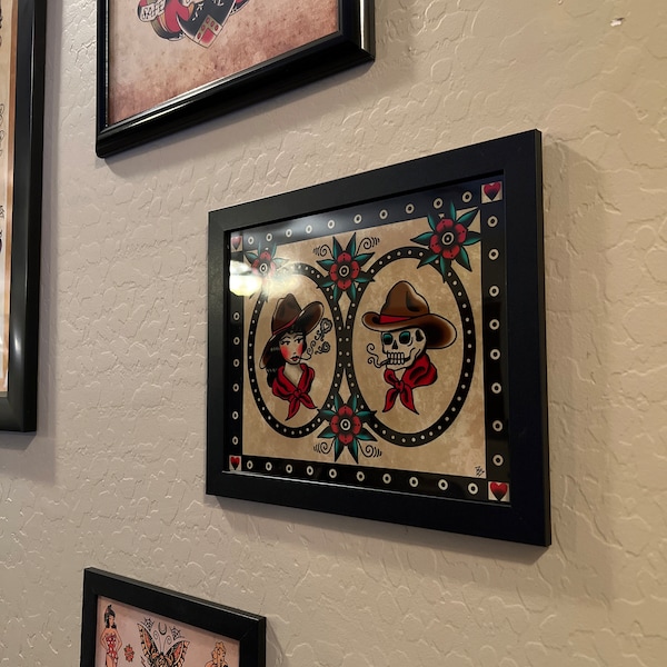 American Traditional Cowboy Tattoo Flash Art Print - Etsy