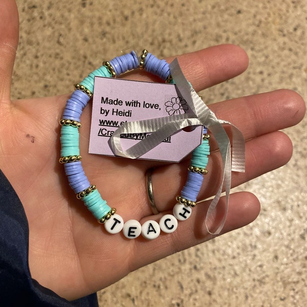 Nurse Appreciation Bracelet, Heishi Beads, Acrylic Heart & Gold Filled ...