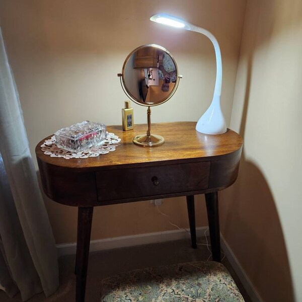 Oak Colour Dressing Table, Curved Mid Century Console, Nordic Danish ...
