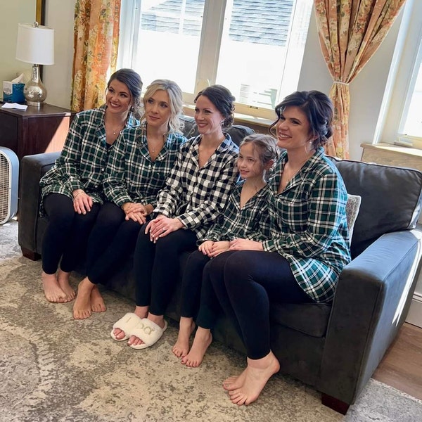 Personalized Flannel Bridesmaid Sleepshirt: Button-down Getting Ready ...