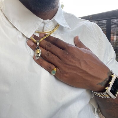 14K Gold Franco Cuban Chain Necklace 925 Silver 16'', 18'', 20'', 22 ...