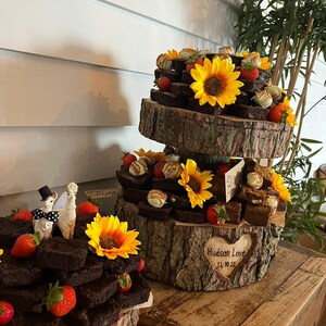 Sustainable Wooden Log Cake Stand Rustic or Sanded Wedding - Etsy UK