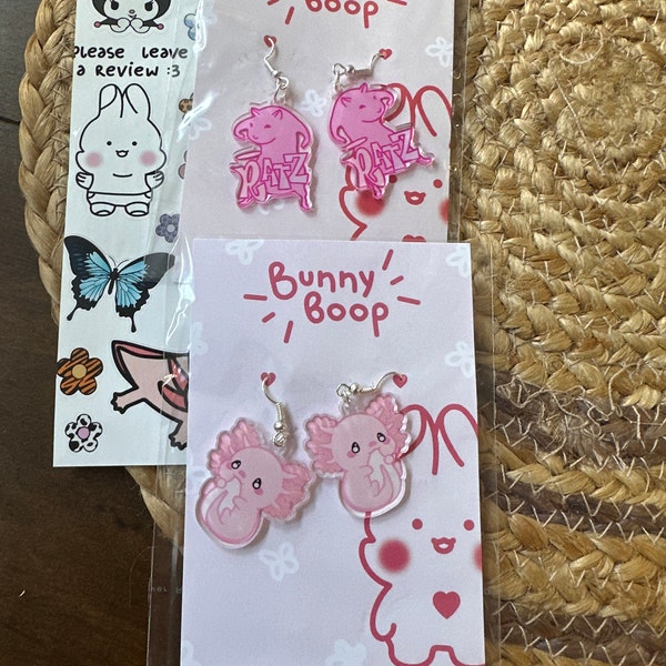 BUNNYBOOP RATZ Meme Fun Earrings, Cute Acrylic Earrings, Aesthetic ...