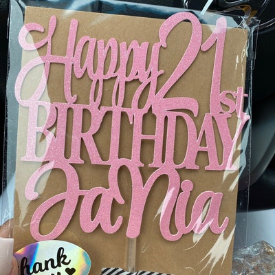 Glitter Happy 21st Birthday Personalized Cake Topper, Hello 21, Twenty ...