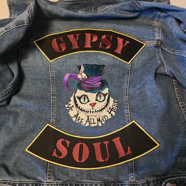 Mad Hatter, Cheshire Cat, Alice Wonderland Patch, Large Embroidered ...