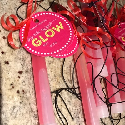 Glow Stick Valentine's Day Tags Personalized You Make - Etsy